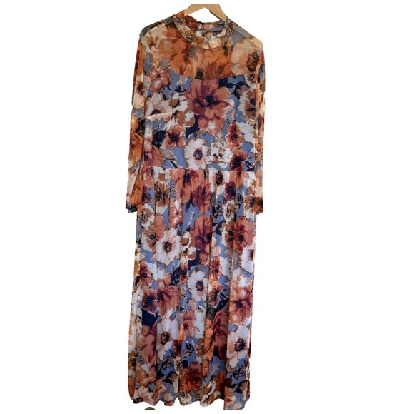 Enfocus Studio | Dresses | Enfocus Dress Women 8 Blue Floral Maxi Long ...